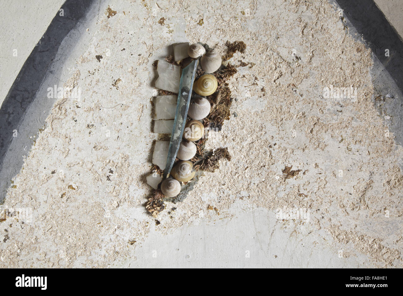 Detail of part of the decoration on the lower stairs of the Shell ...