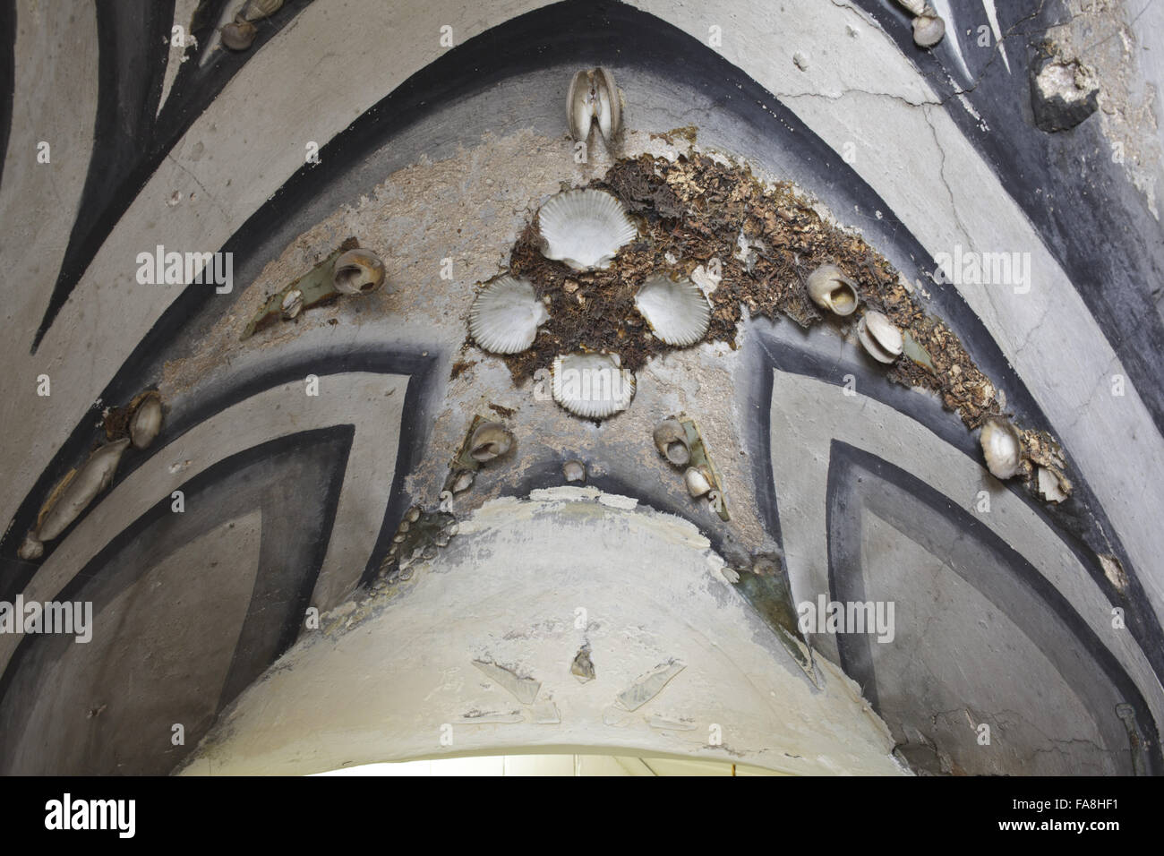 Detail of part of the decoration on the lower stairs of the Shell ...