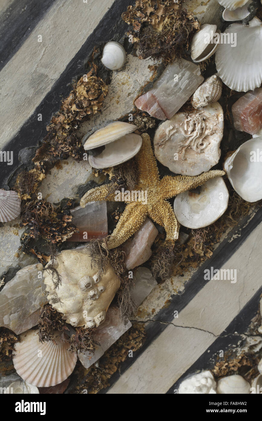Detail of part of the decoration on the lower stairs of the Shell ...