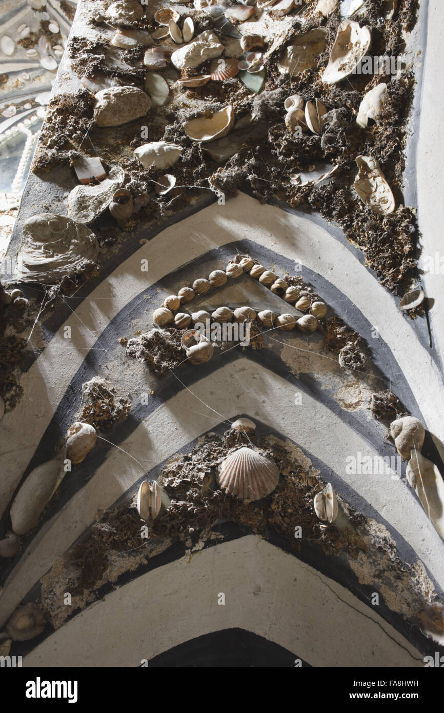 Detail of part of the decoration on the lower stairs of the Shell ...