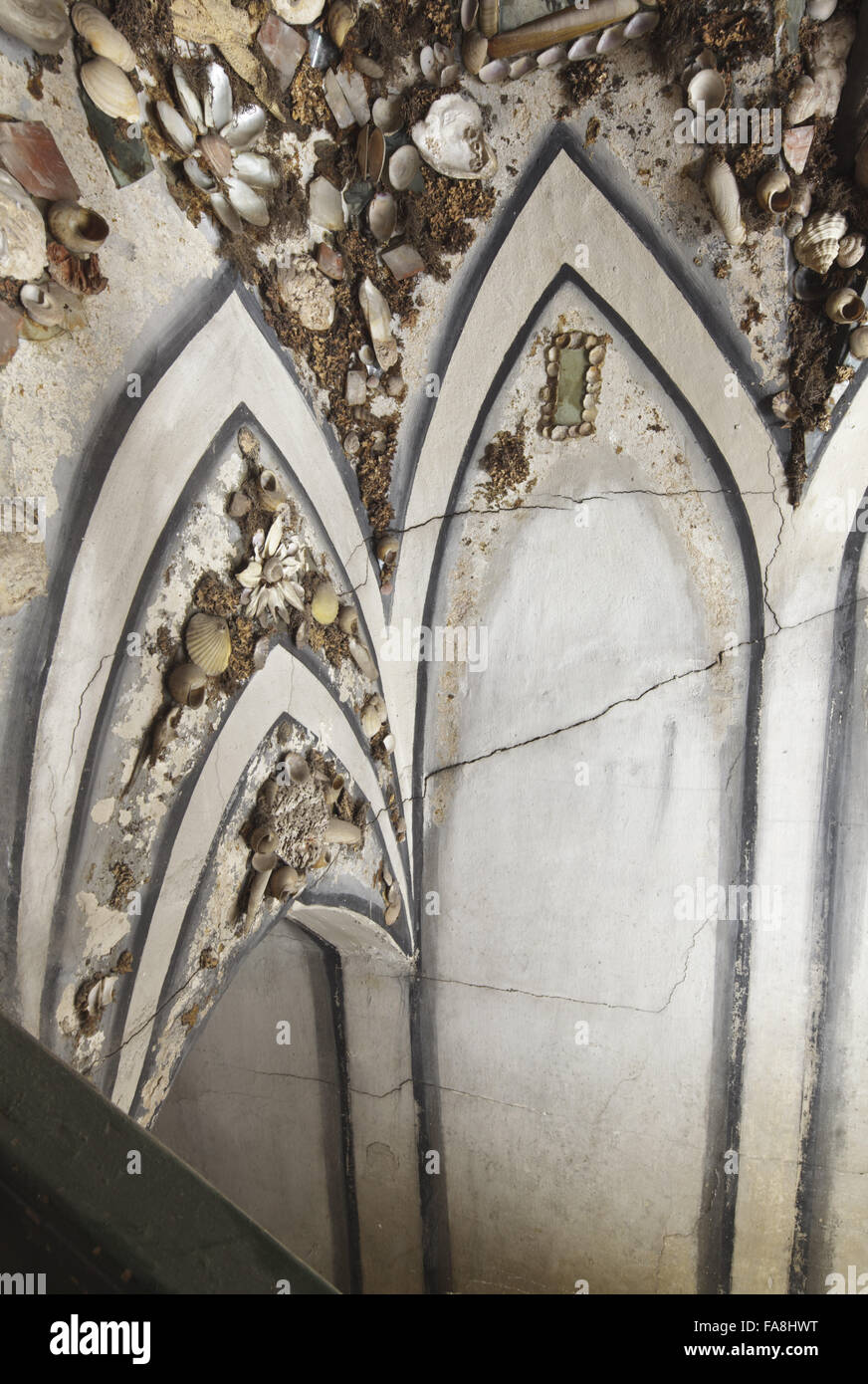 Detail of part of the decoration on the lower stairs of the Shell ...