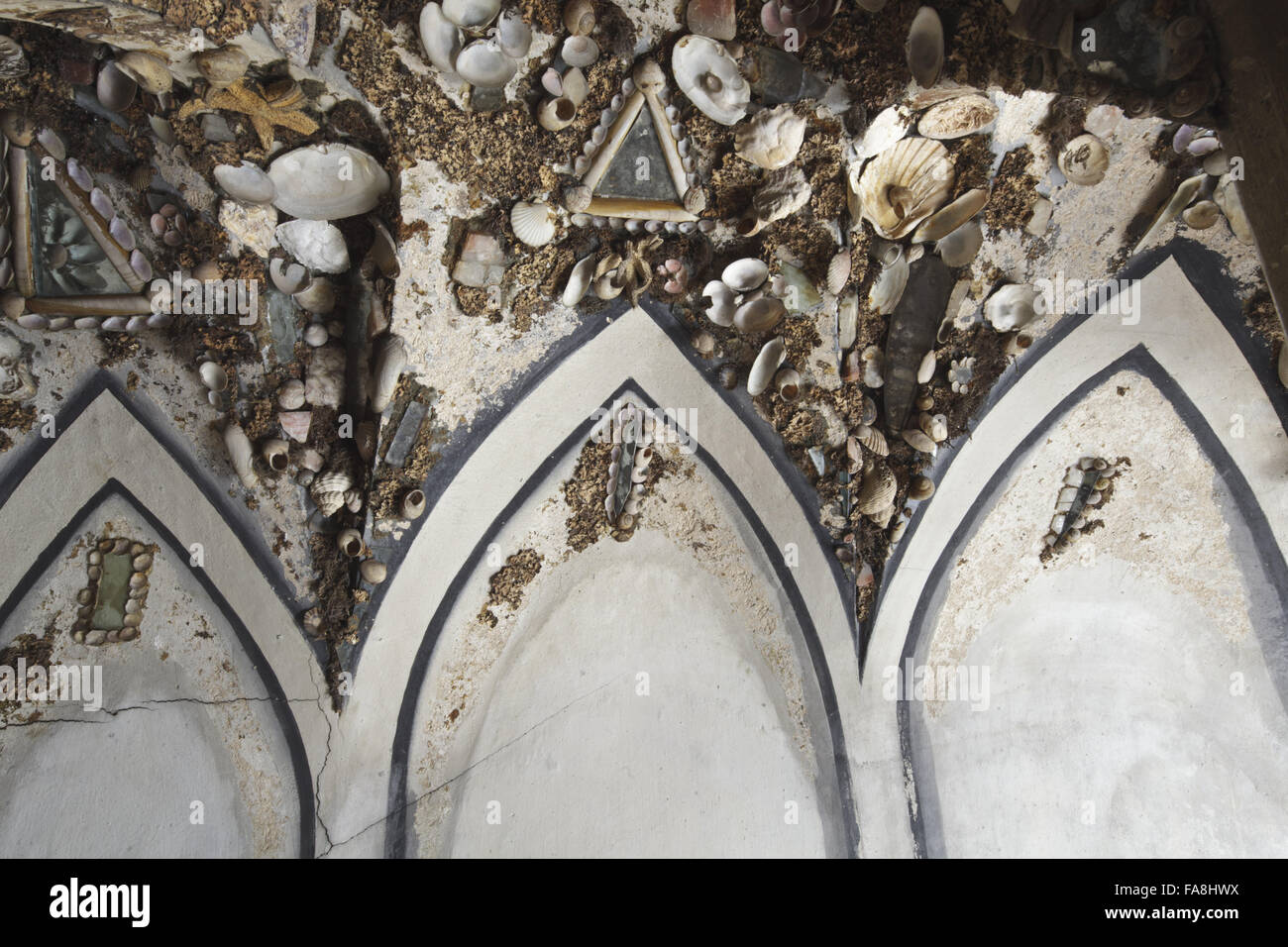 Detail of part of the decoration on the lower stairs of the Shell ...