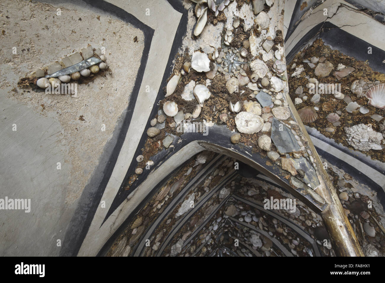 Detail of part of the decoration on the lower stairs of the Shell ...