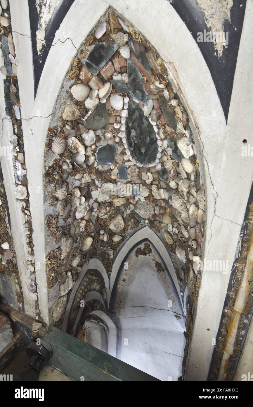 Detail of part of the decoration on the upper stairs of the Shell ...