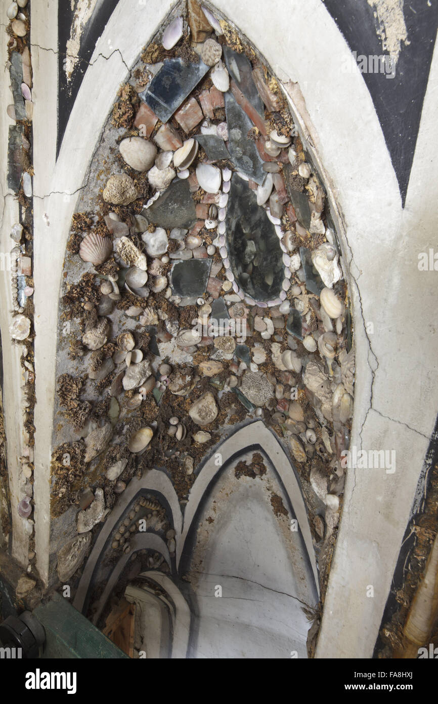 Detail of part of the decoration on the upper stairs of the Shell ...