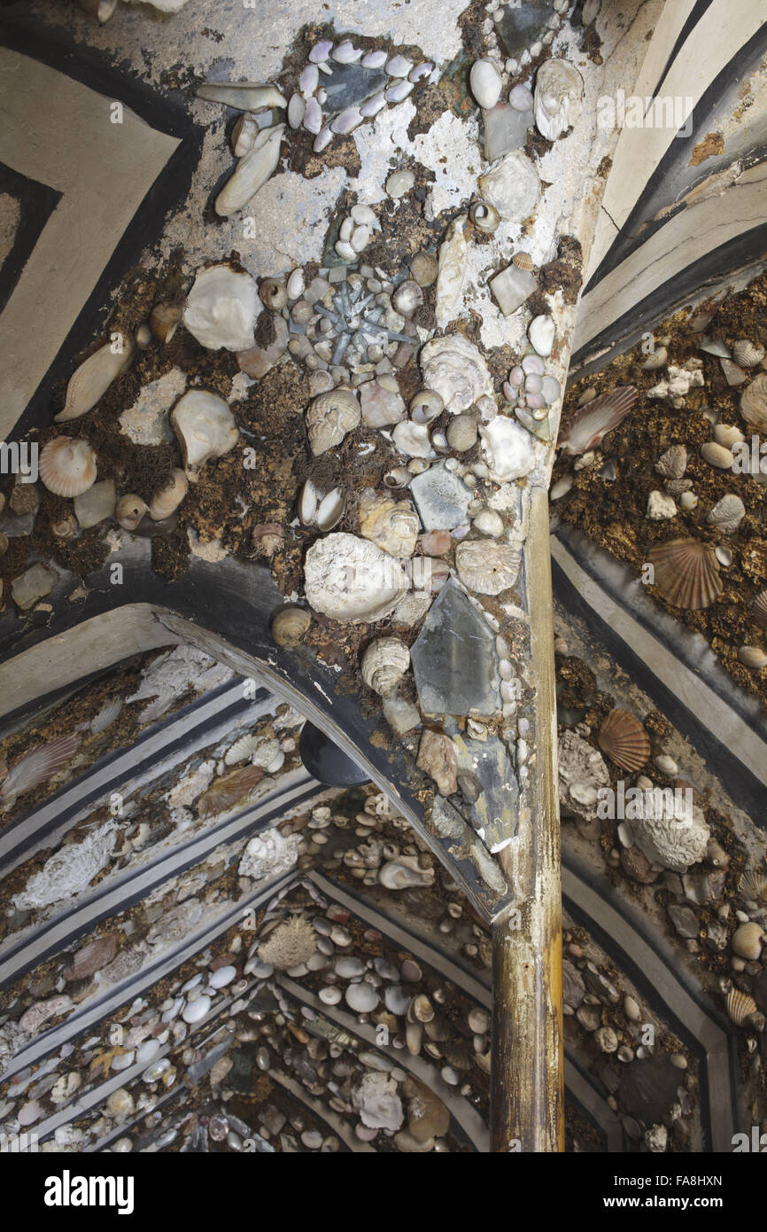 Detail of part of the decoration on the upper stairs of the Shell ...