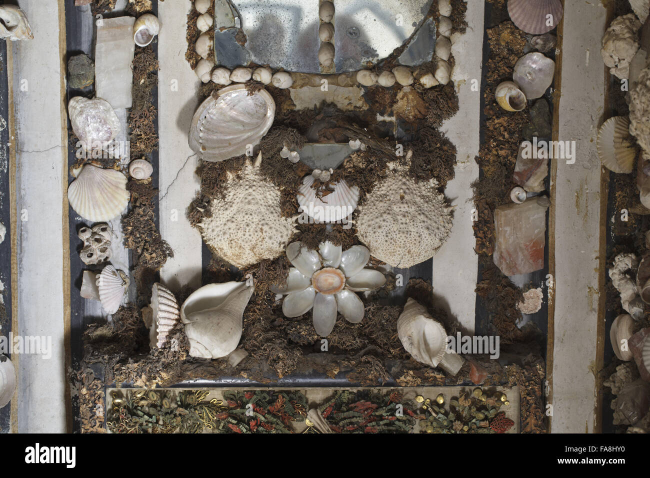 Detail of part of the decoration on the upper stairs of the Shell ...