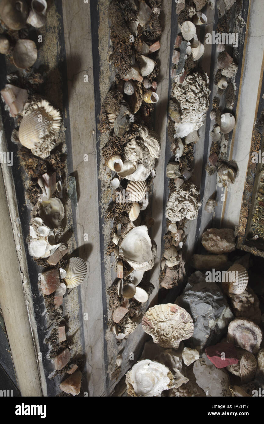Detail of part of the decoration on the upper stairs of the Shell ...