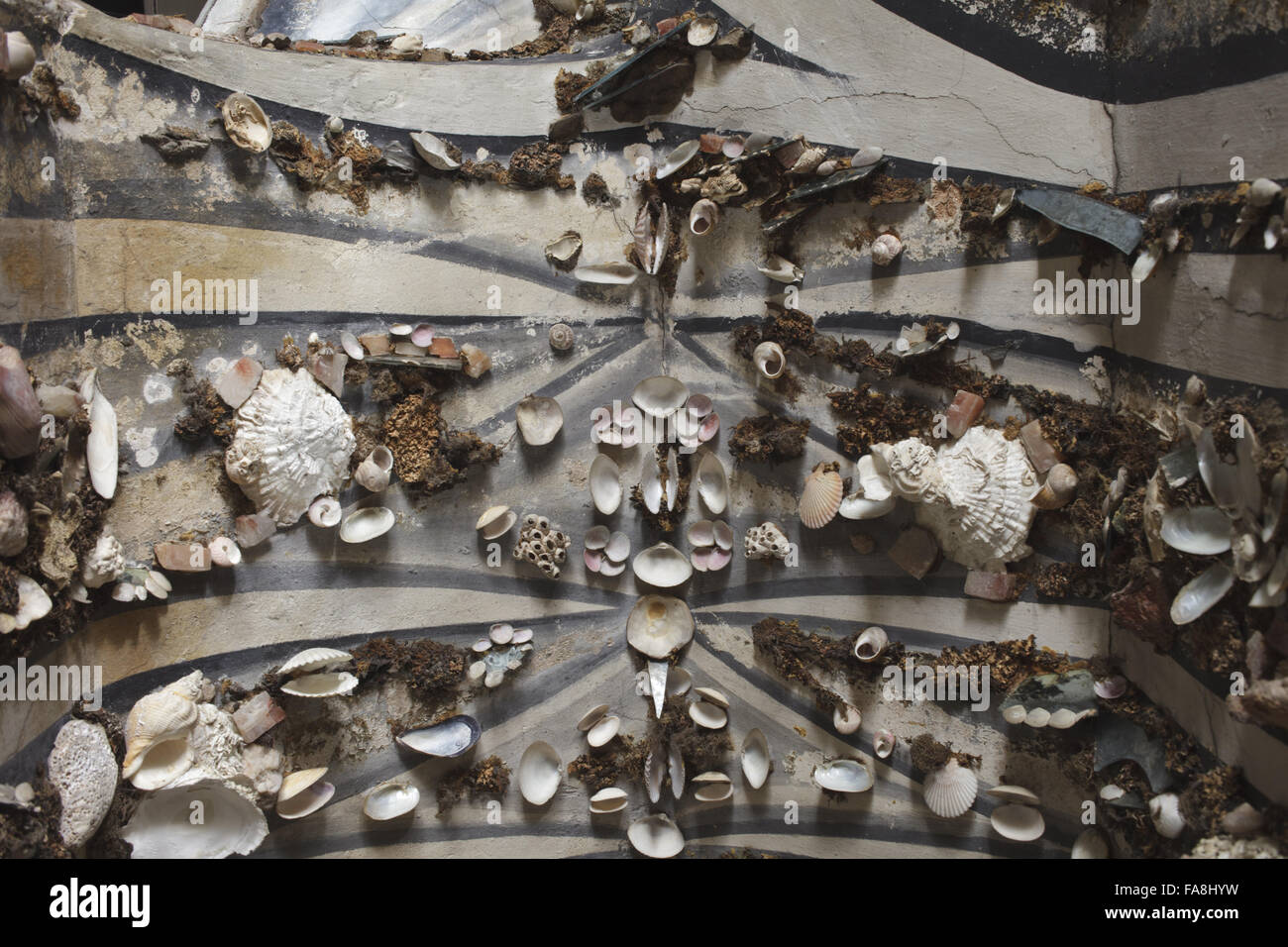 Detail of part of the decoration on the upper stairs of the Shell ...