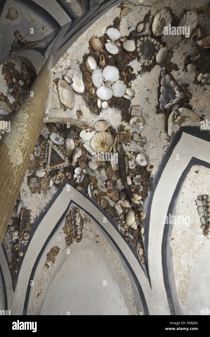 Detail of part of the decoration on the upper stairs of the Shell ...