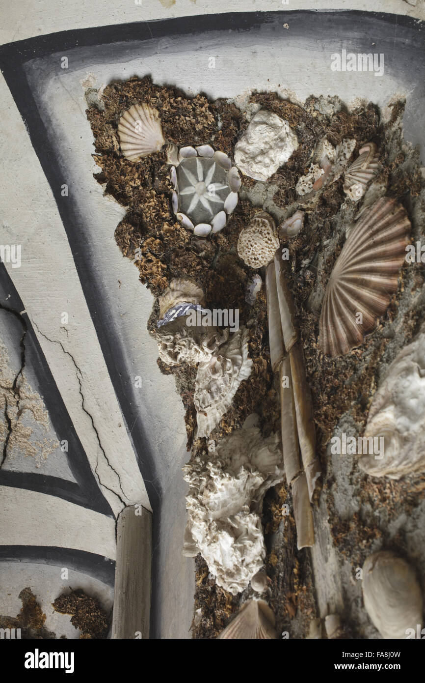 Detail of part of the decoration on the upper stairs of the Shell ...