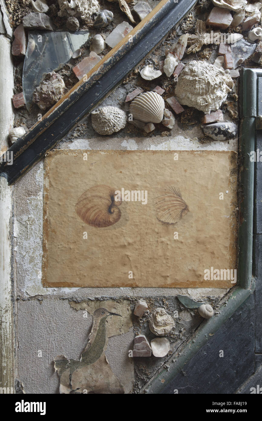 Detail of part of the decoration on the upper stairs of the Shell ...