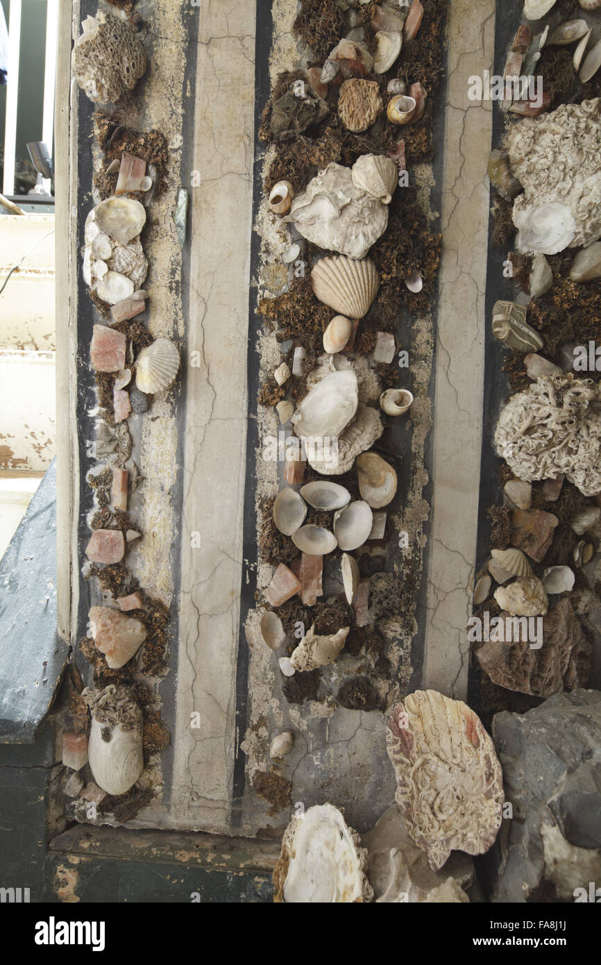 Detail of part of the decoration on the upper stairs of the Shell ...