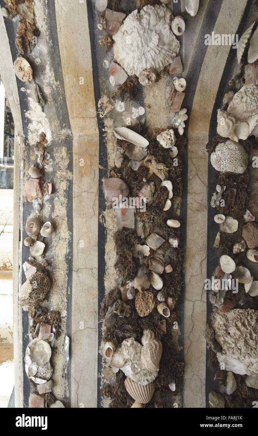 Detail of part of the decoration on the upper stairs of the Shell ...