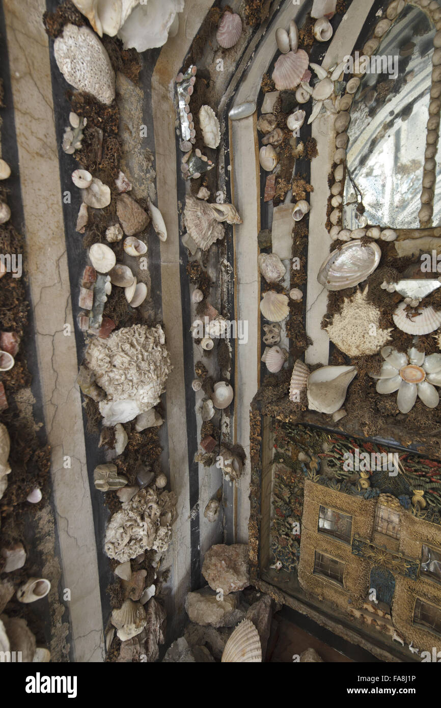 Detail of part of the decoration on the upper stairs of the Shell ...