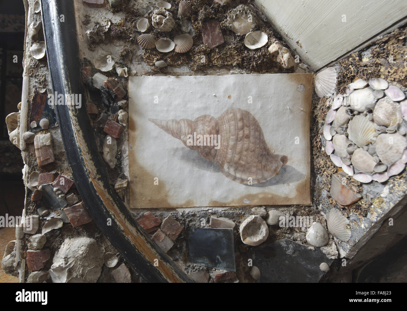 Detail of part of the decoration on the upper stairs of the Shell ...