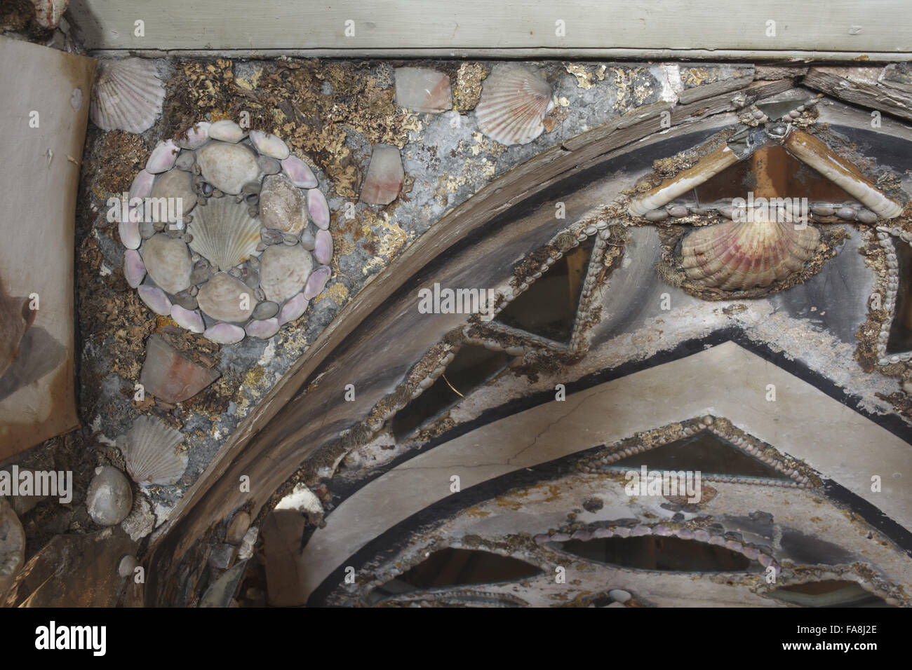 Detail of part of the decoration on the upper stairs of the Shell ...