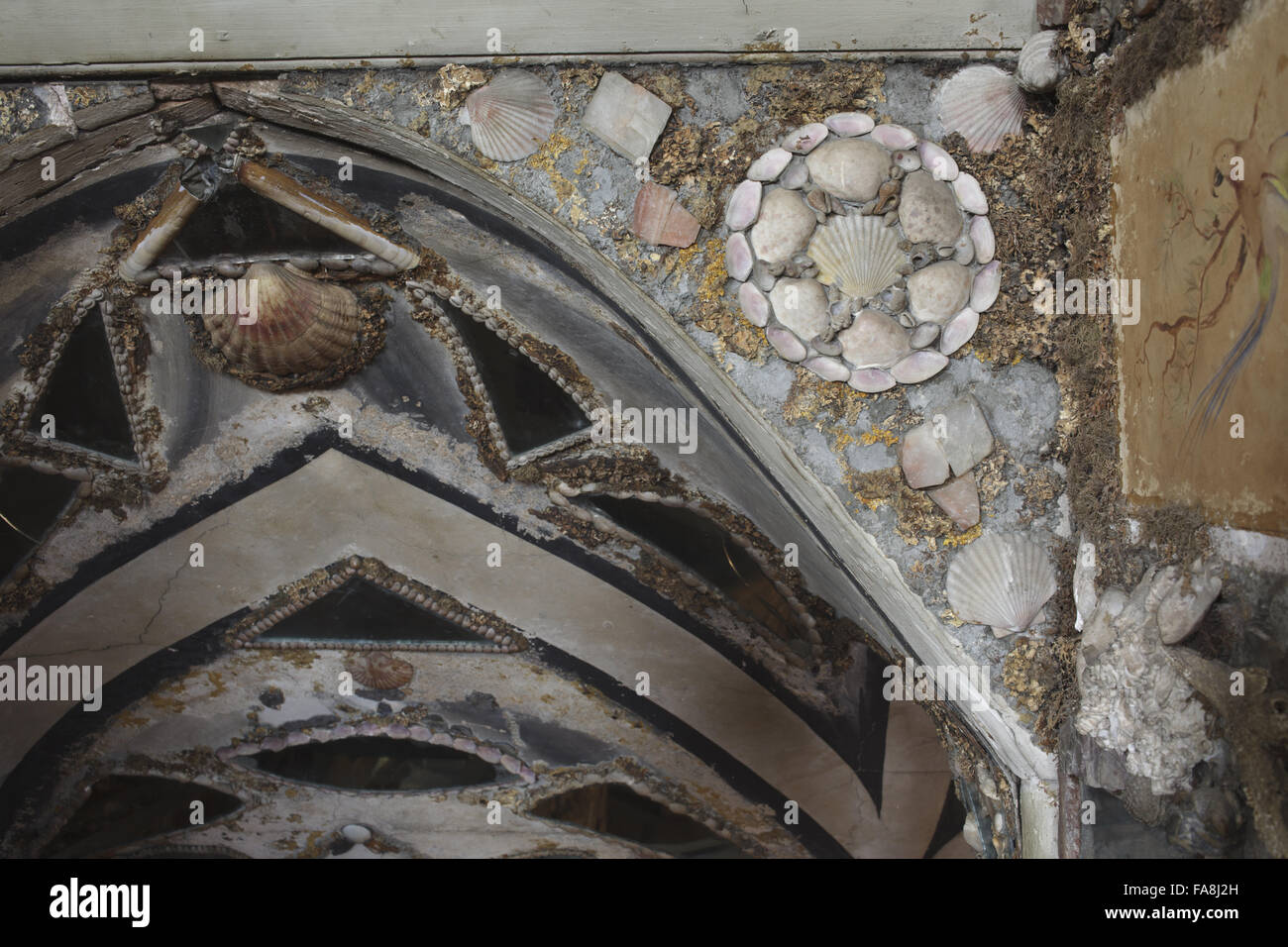 Detail of part of the decoration on the upper stairs of the Shell ...