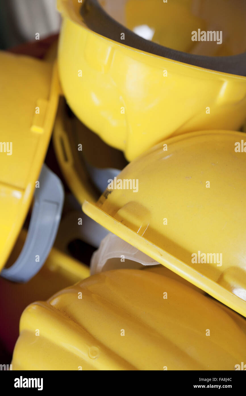 Safety helmets in the barn on Broadclyst Community Farm, Killerton ...