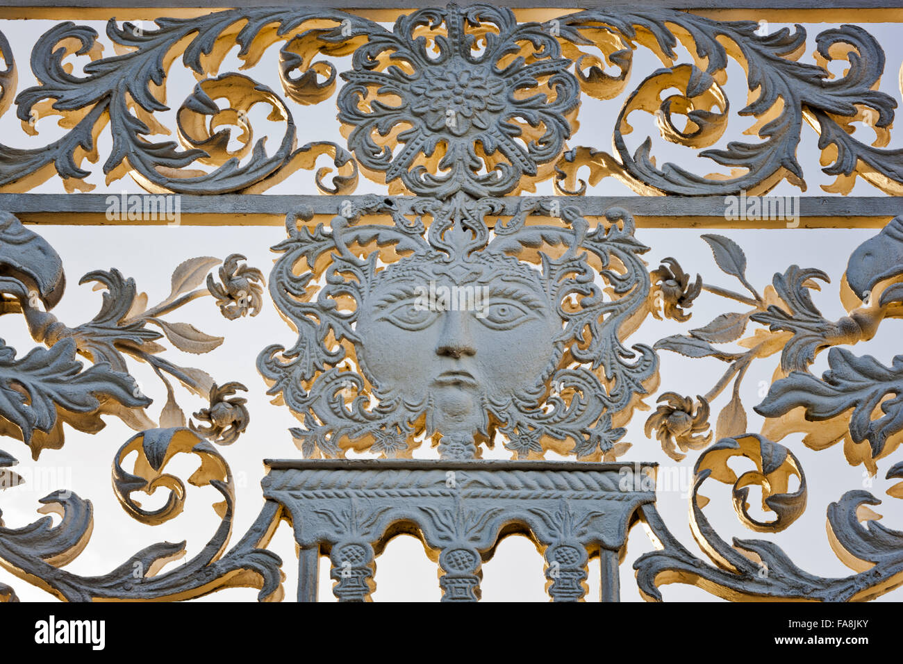 Detail of the Davies gates at Chirk Castle, Wrexham. The wrought and ...