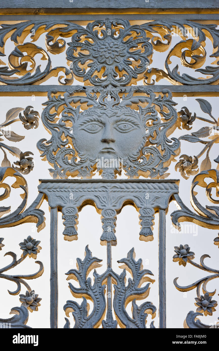 Detail of the Davies gates at Chirk Castle, Wrexham. The wrought and ...