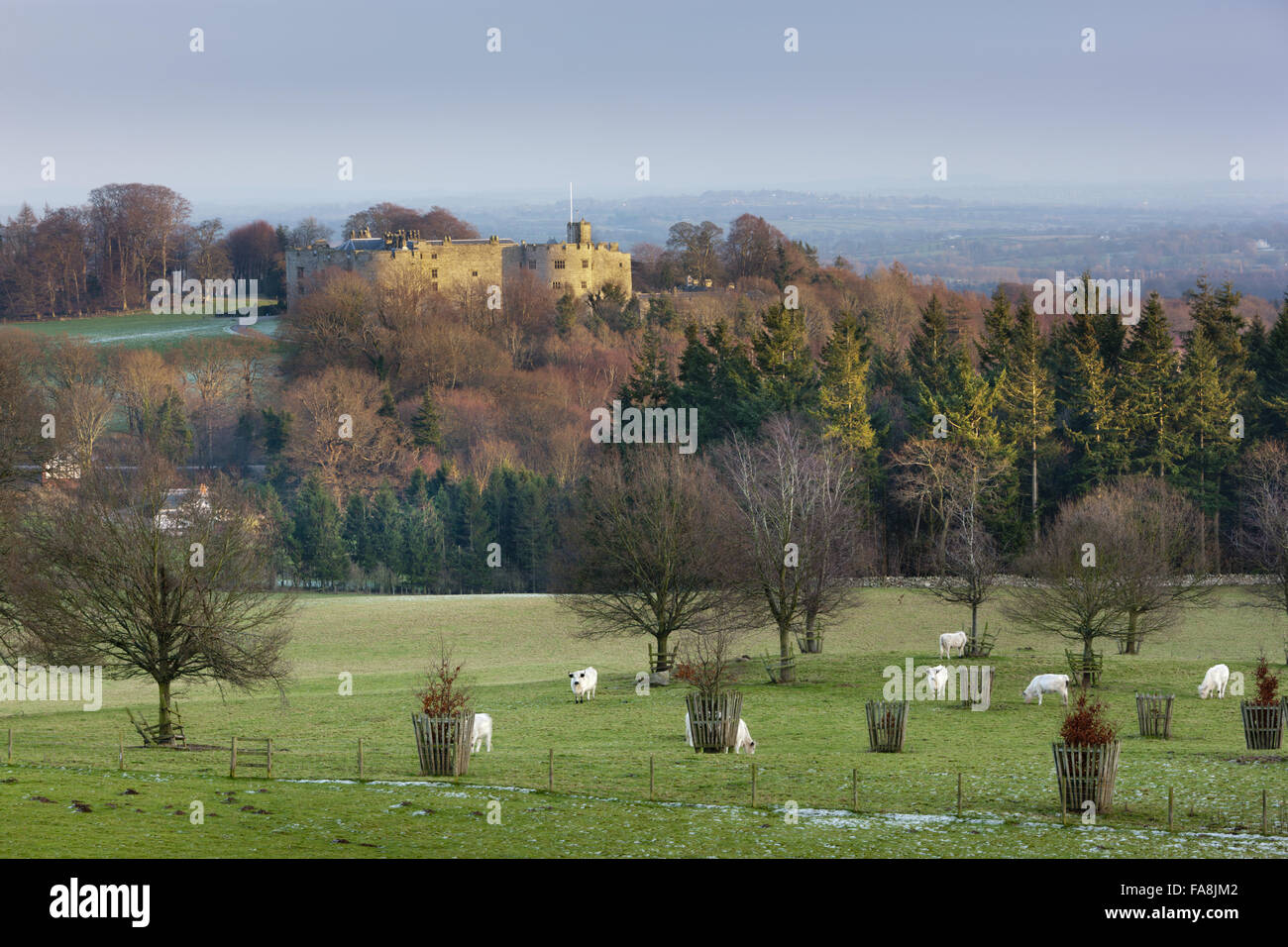 A winter view from the north west at Chirk Castle, Wrexham. Chirk ...
