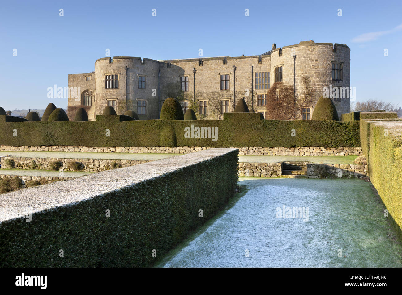 The east front at Chirk Castle, Wrexham, in winter. Chirk Castle was ...