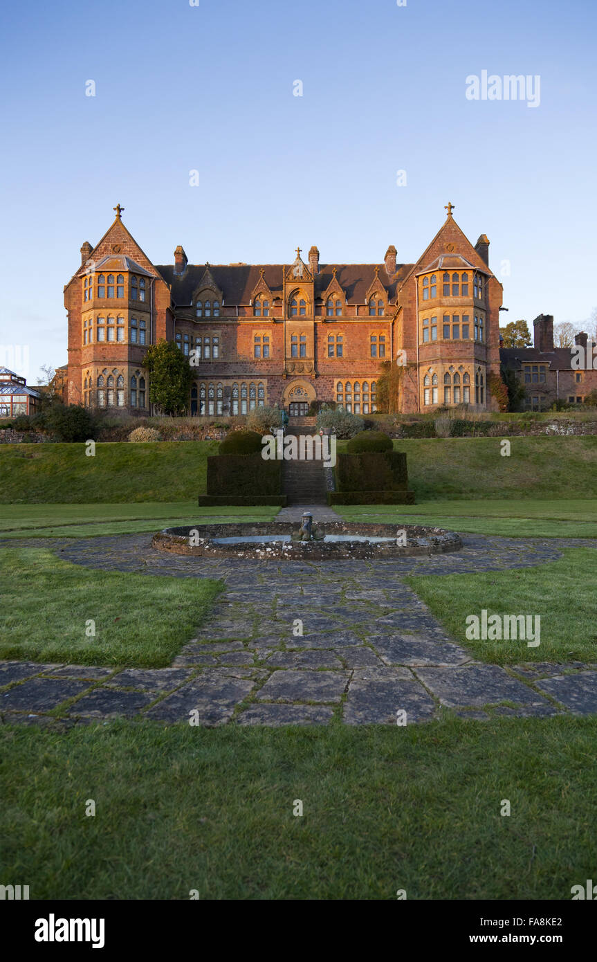 The south front at Knightshayes Court, Devon, glowing with a winter's ...