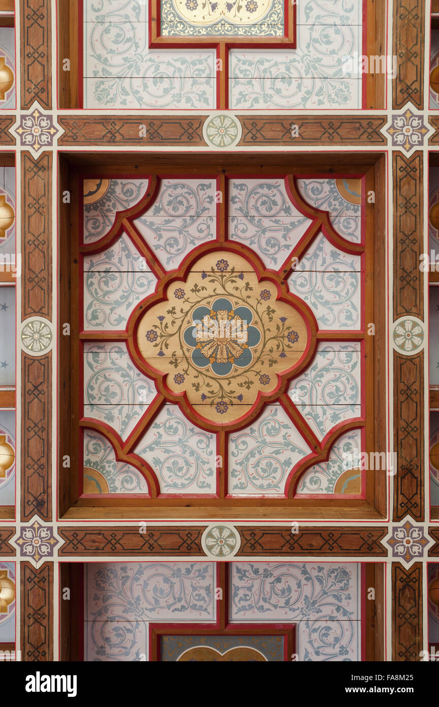 Detail of the ceiling in the Drawing Room at Knightshayes Court, Devon ...