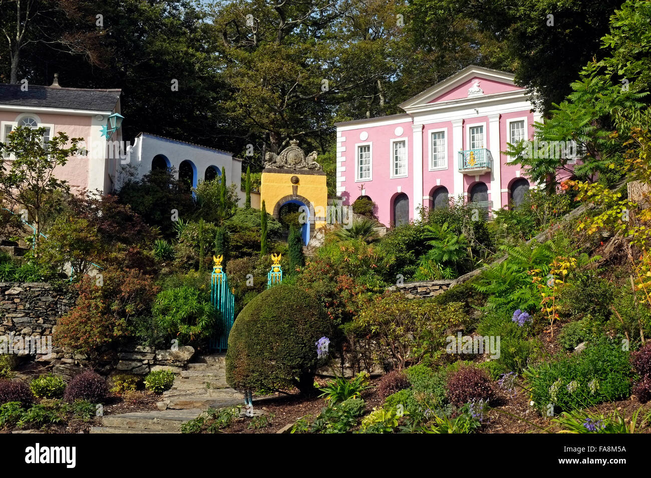 View of Port Meirion Village Gwynedd North Wales UK United Kingdom ...