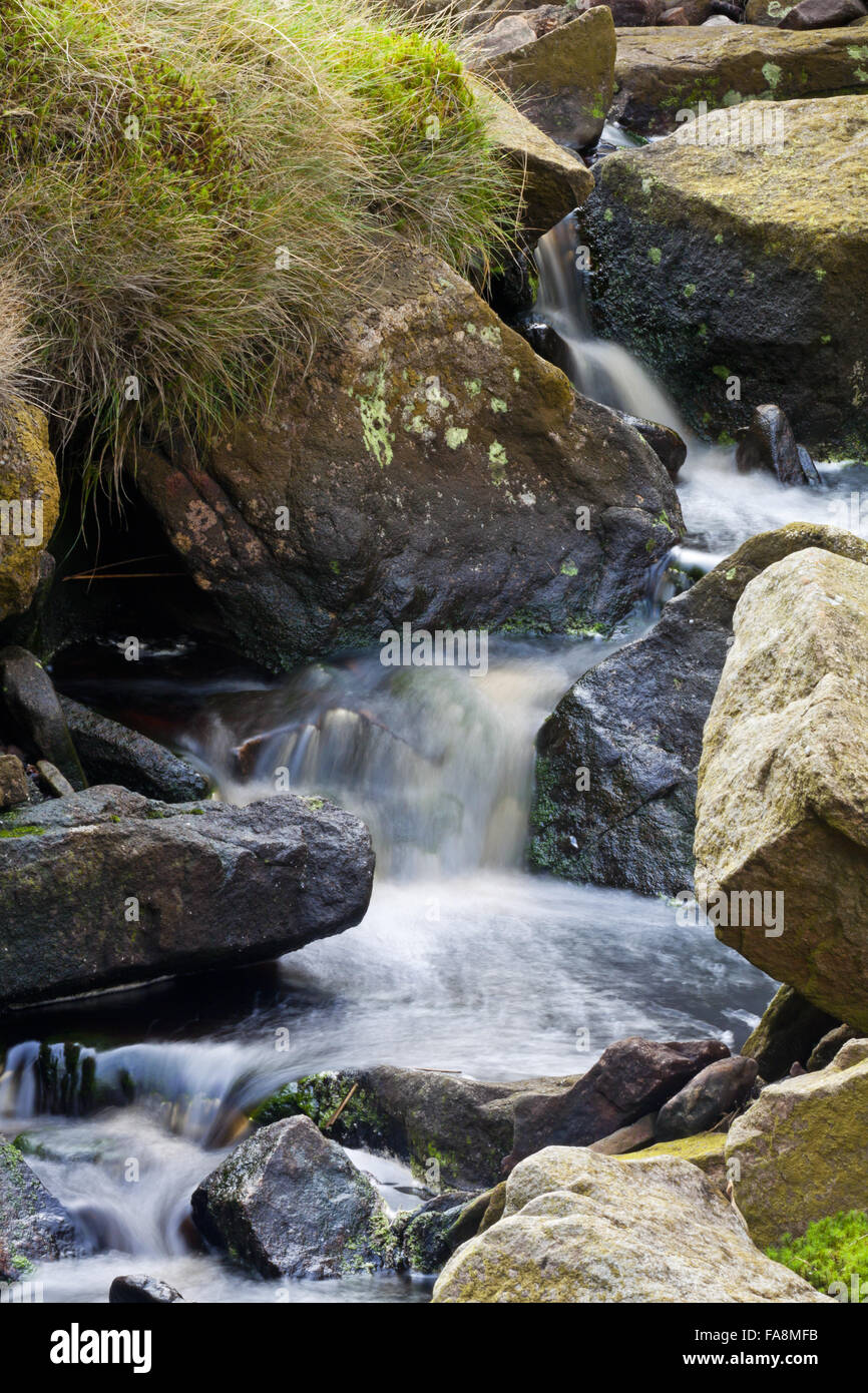 Water flowing through rocks in Shiny Brook Clough on Marsden Moor ...
