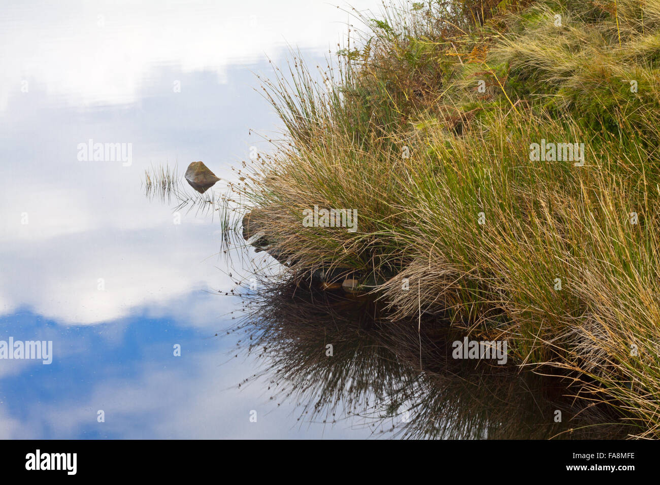 Reflections in the water of Wessenden Head Reservoir on Marsden Moor ...