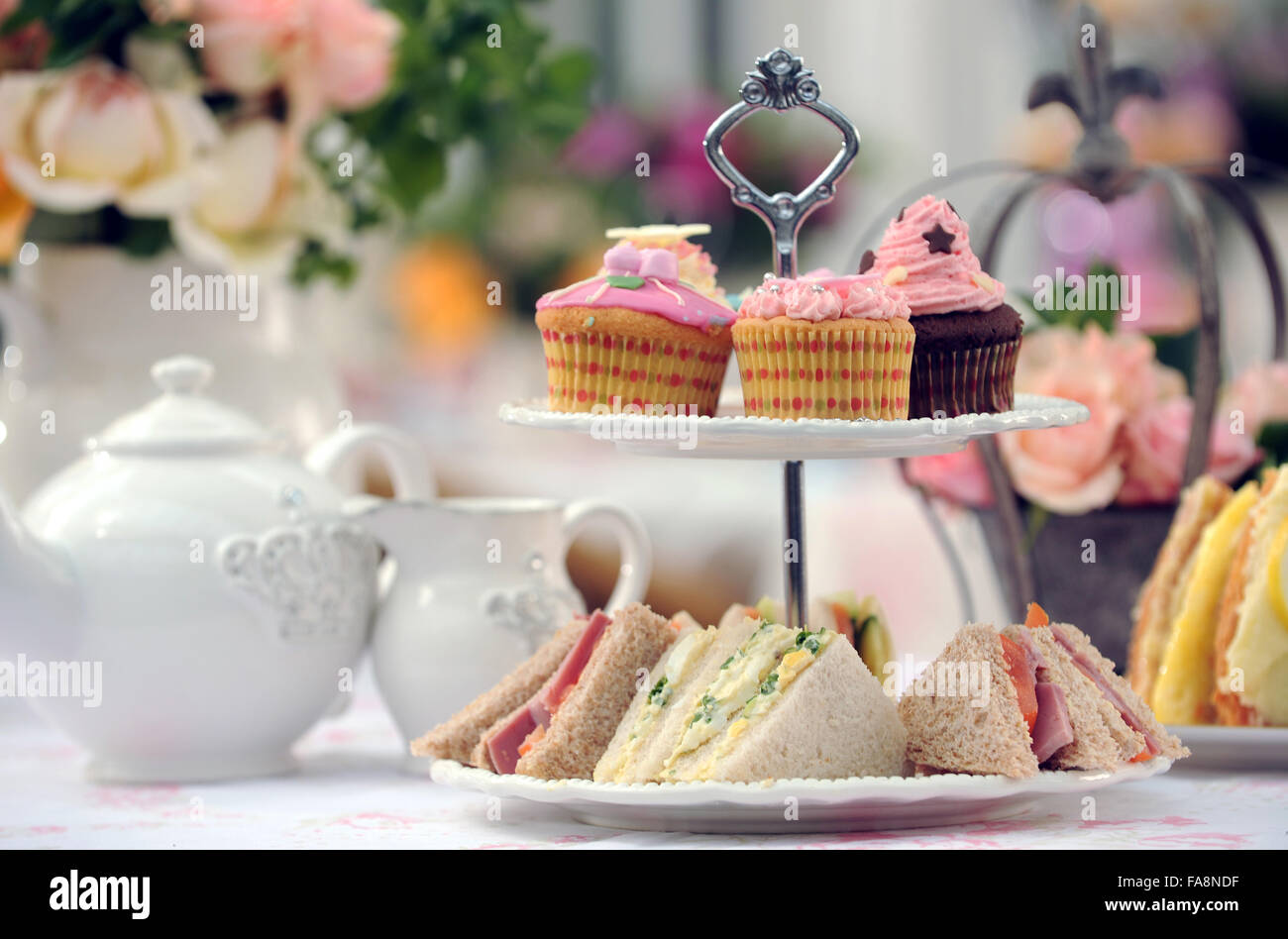 A tea party in the Orangery cafe at Cliveden, Buckinghamshire Stock ...
