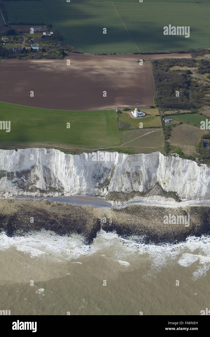 Aerial view of land on the White Cliffs of Dover coastline, Kent, for ...