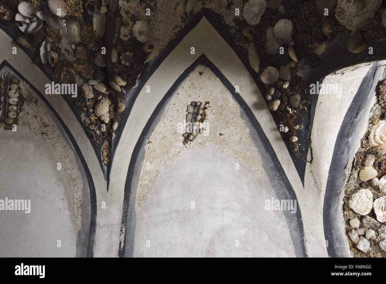Detail of part of the decoration on the lower stairs of the Shell ...