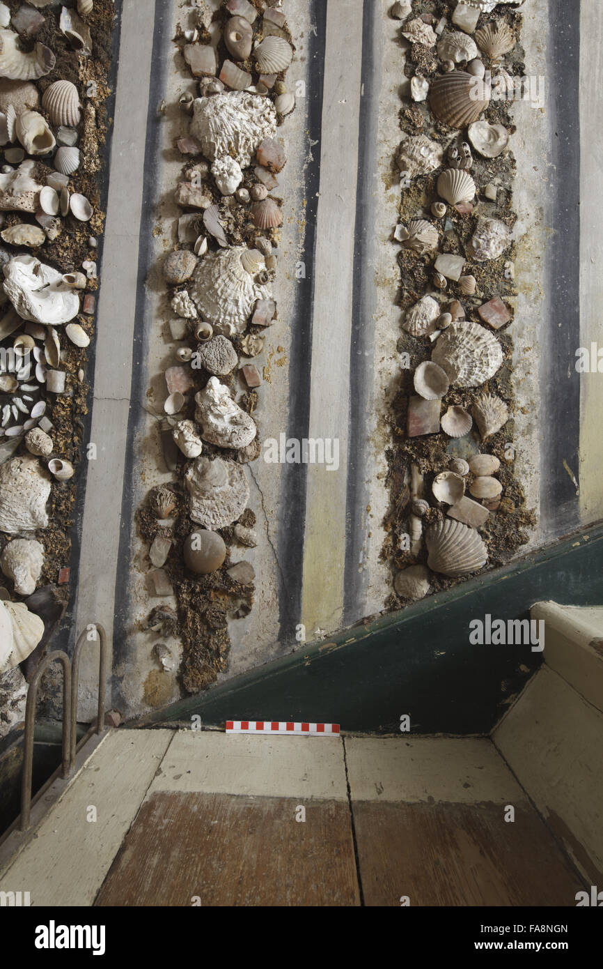 Detail of part of the decoration on the upper stairs of the Shell ...