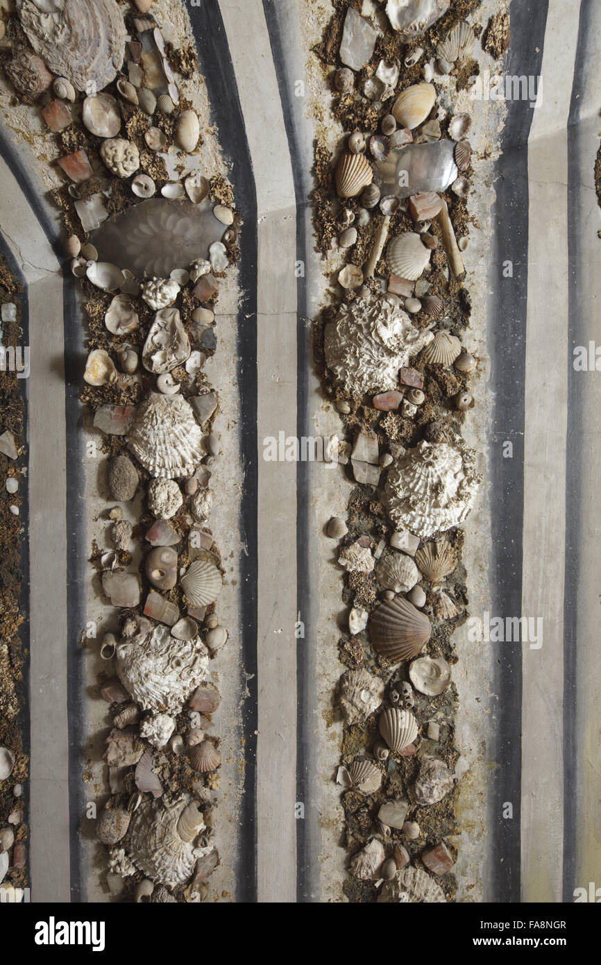 Detail of part of the decoration on the upper stairs of the Shell ...