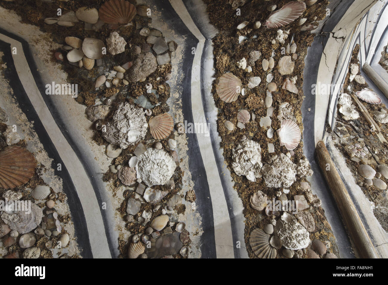 Detail of part of the decoration on the upper stairs of the Shell ...