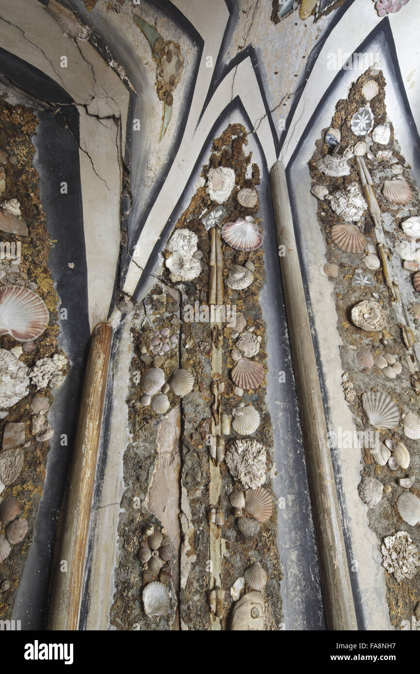 Detail of part of the decoration on the upper stairs of the Shell ...