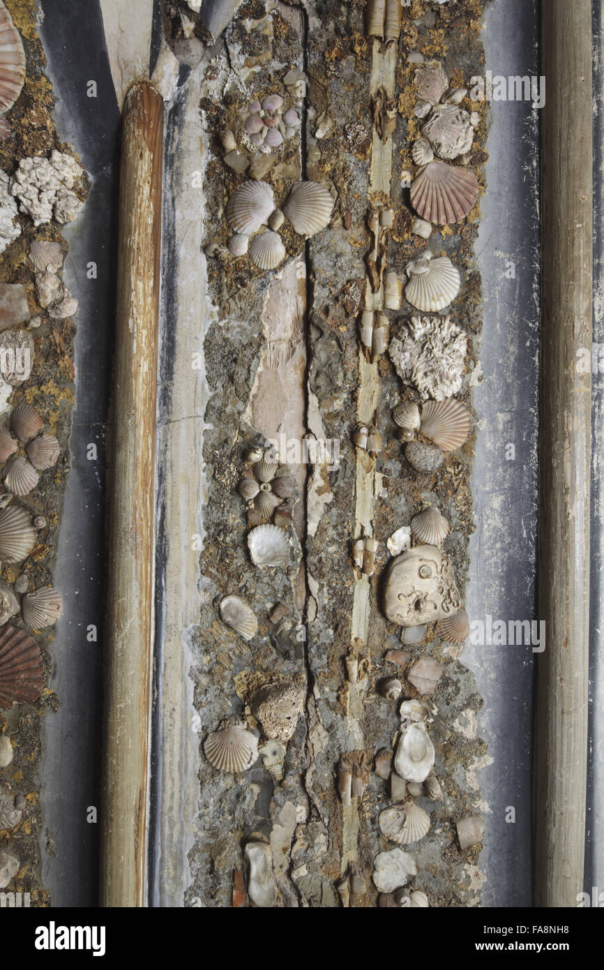 Detail of part of the decoration on the upper stairs of the Shell ...