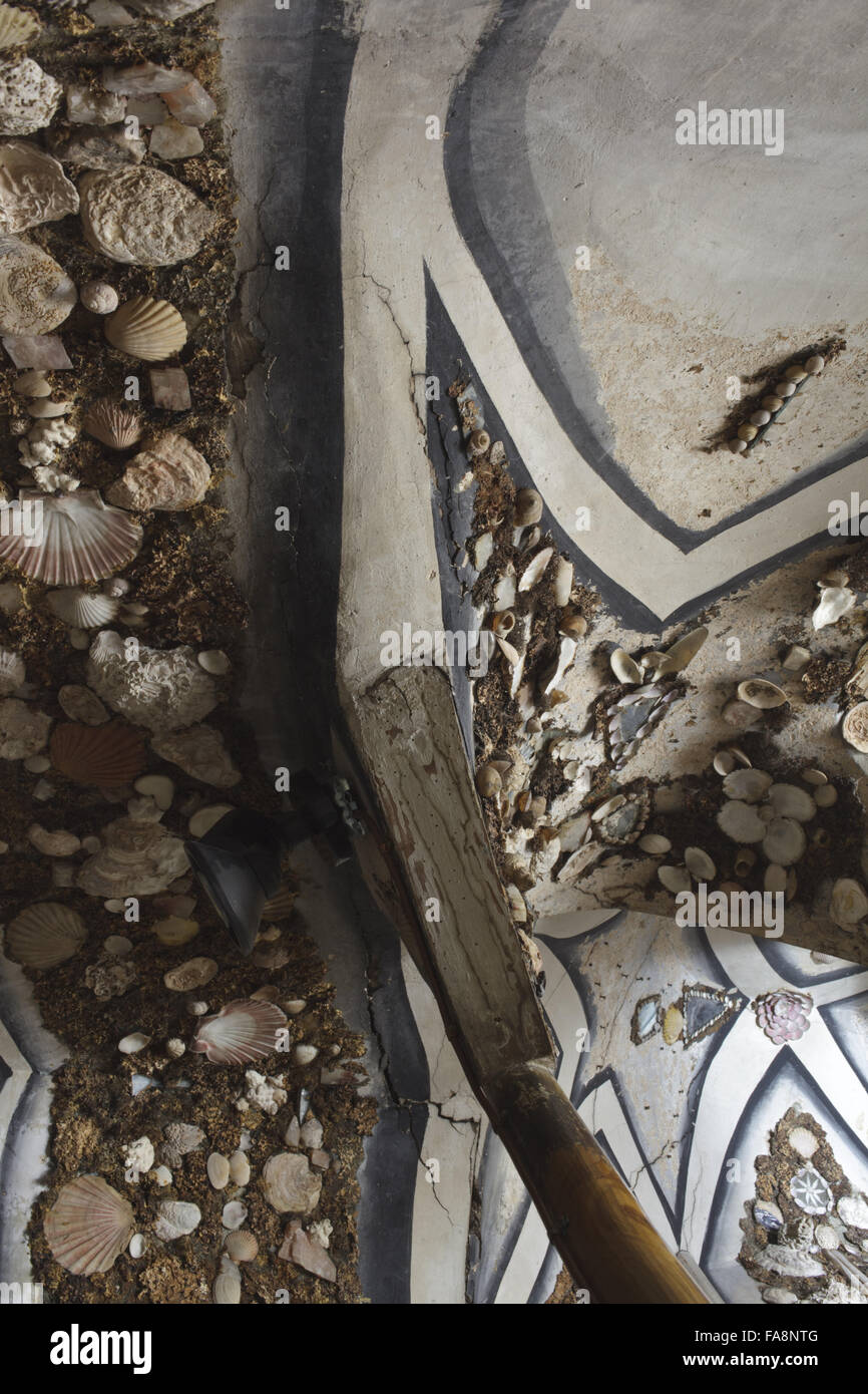 Detail of part of the decoration on the upper stairs of the Shell ...