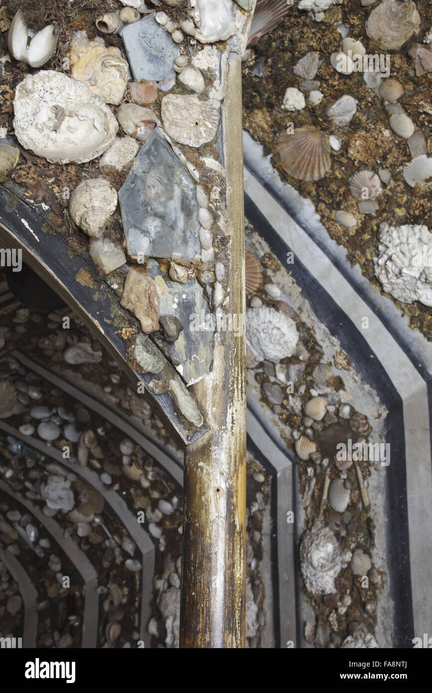 Detail of part of the decoration on the upper stairs of the Shell ...