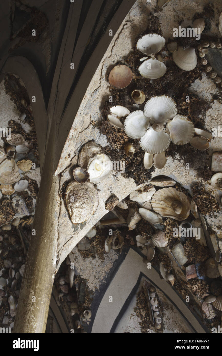 Detail of part of the decoration on the upper stairs of the Shell ...