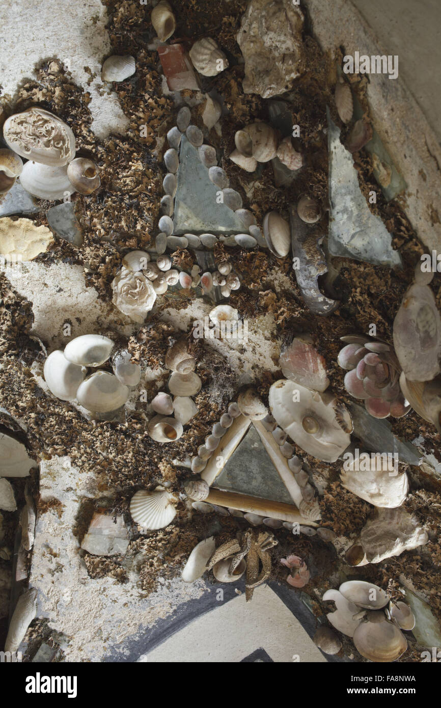 Detail of part of the decoration on the upper stairs of the Shell ...