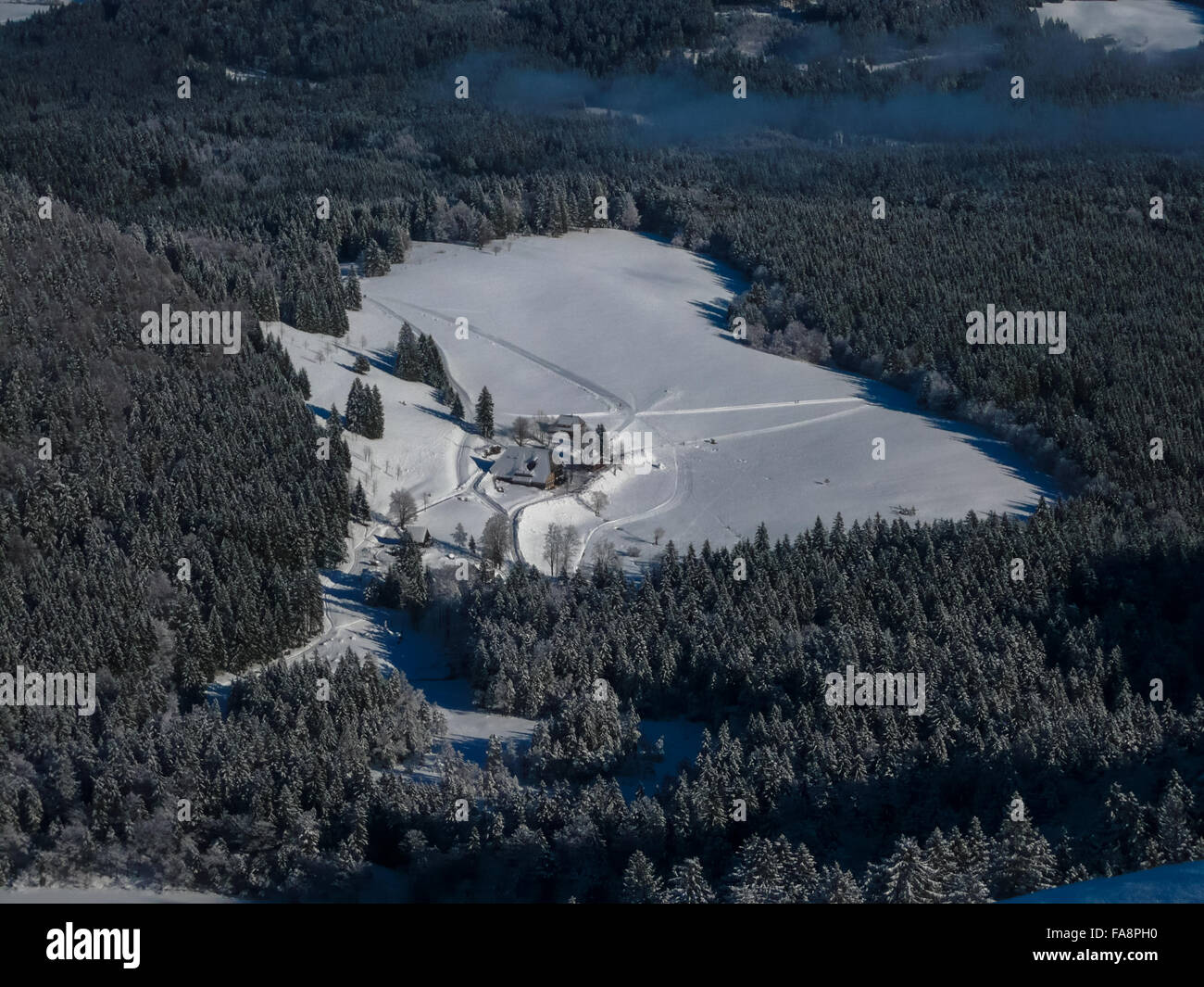 winter landscape with wood and cabin in feldberg germany Stock Photo ...