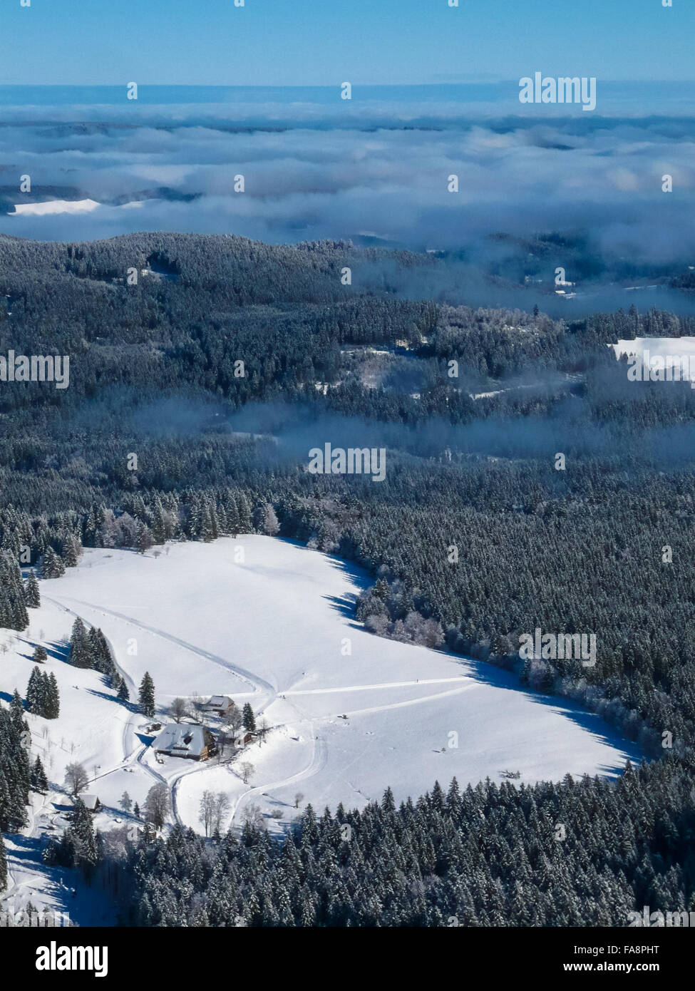 winter landscape with wood and cabin in feldberg germany Stock Photo ...
