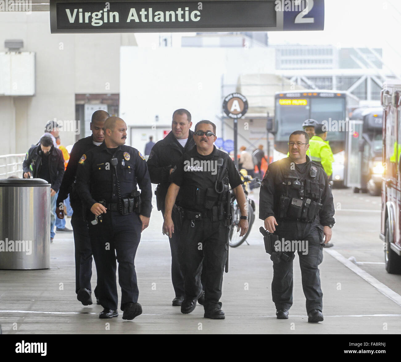 Los Angeles, California, USA. 22nd Dec, 2015. Police officers patrol at ...