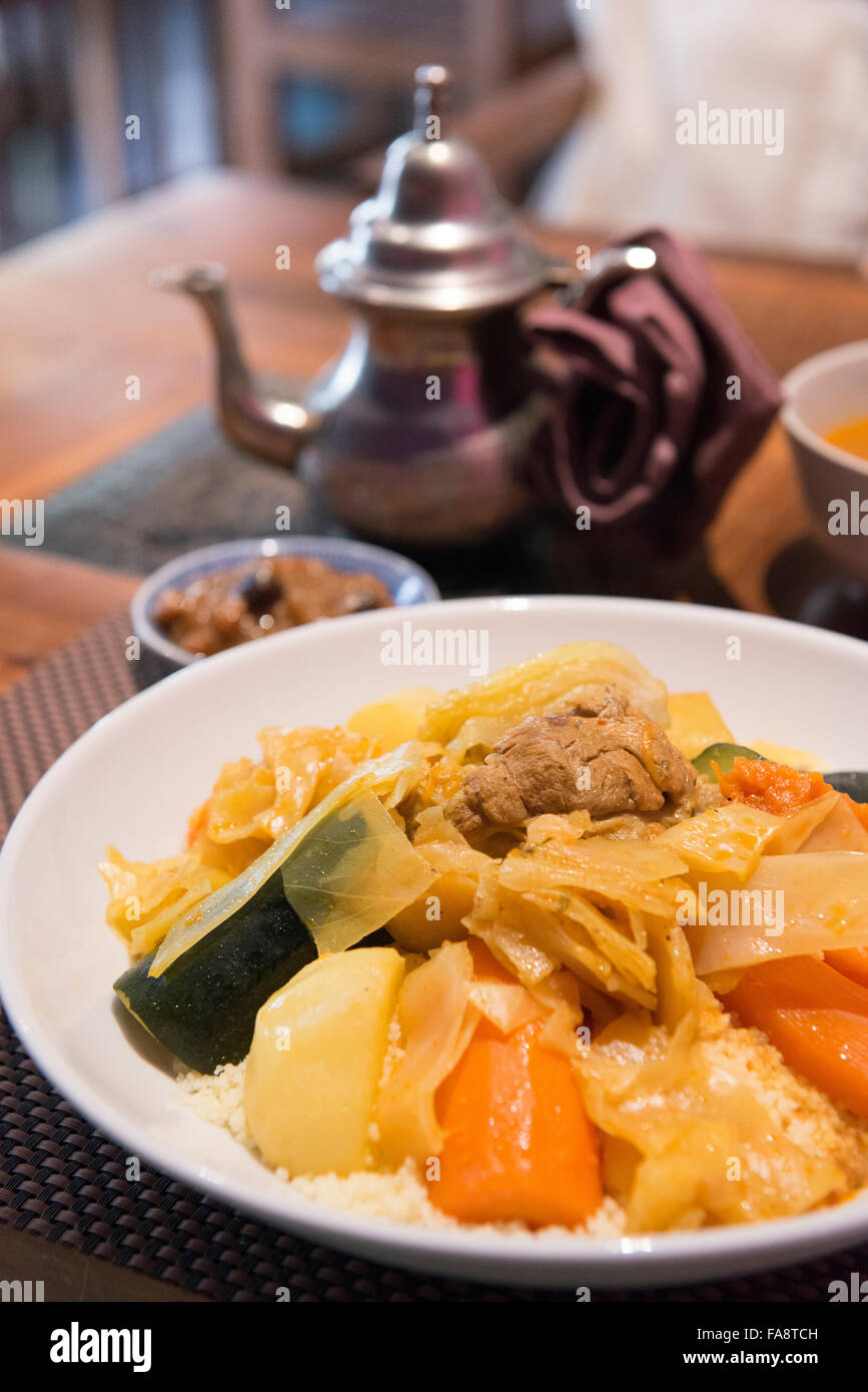 A dish of traditional Moroccan couscous served at Place Lorette, a ...