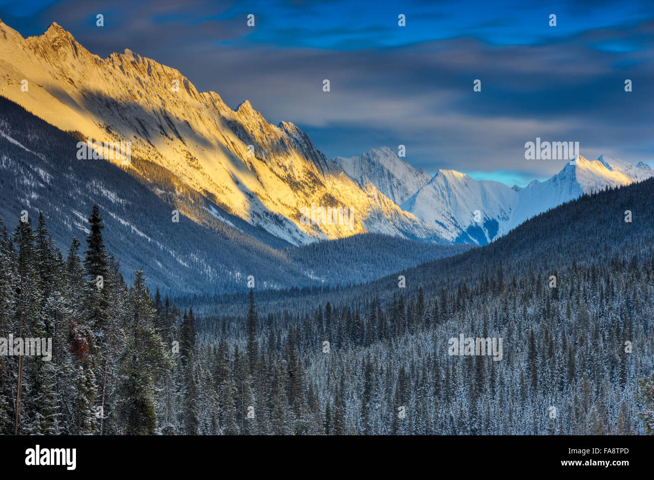 Maligne Valley in Winter in Jasper National Park, Canada Stock Photo ...