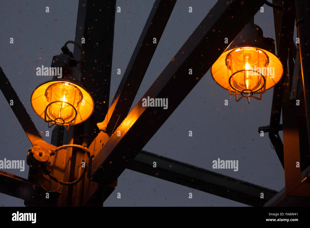 two street industrial lamps closeup Stock Photo - Alamy